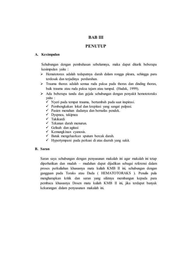 Hematotoraks kmbb AKPER PEMDA MUNA | PDF
