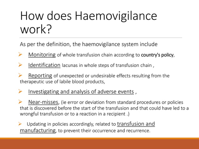 Hematovigilance / Haemovigilance Pranav | PPTX