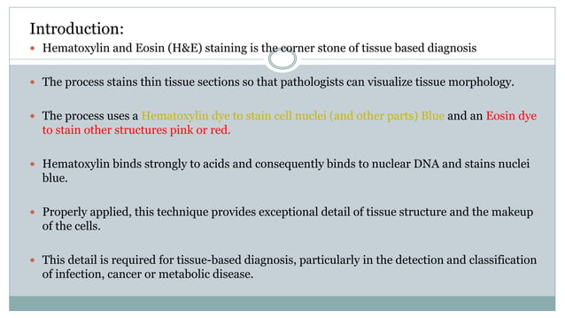HEMATOXYLIN AND EOSIN (H & E) Staining.pptx | Blood Disorders | Diseases and Conditions