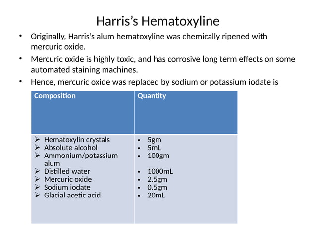 HEMATOXYLINE AND EOSIN STAINING in histopptx | PPT