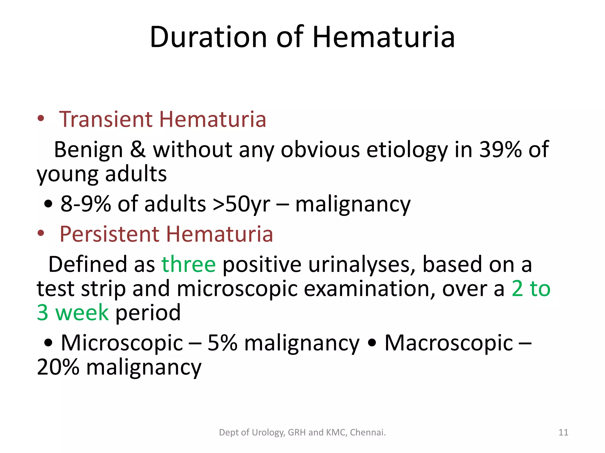 Hematuria - causes and evaluation | PDF