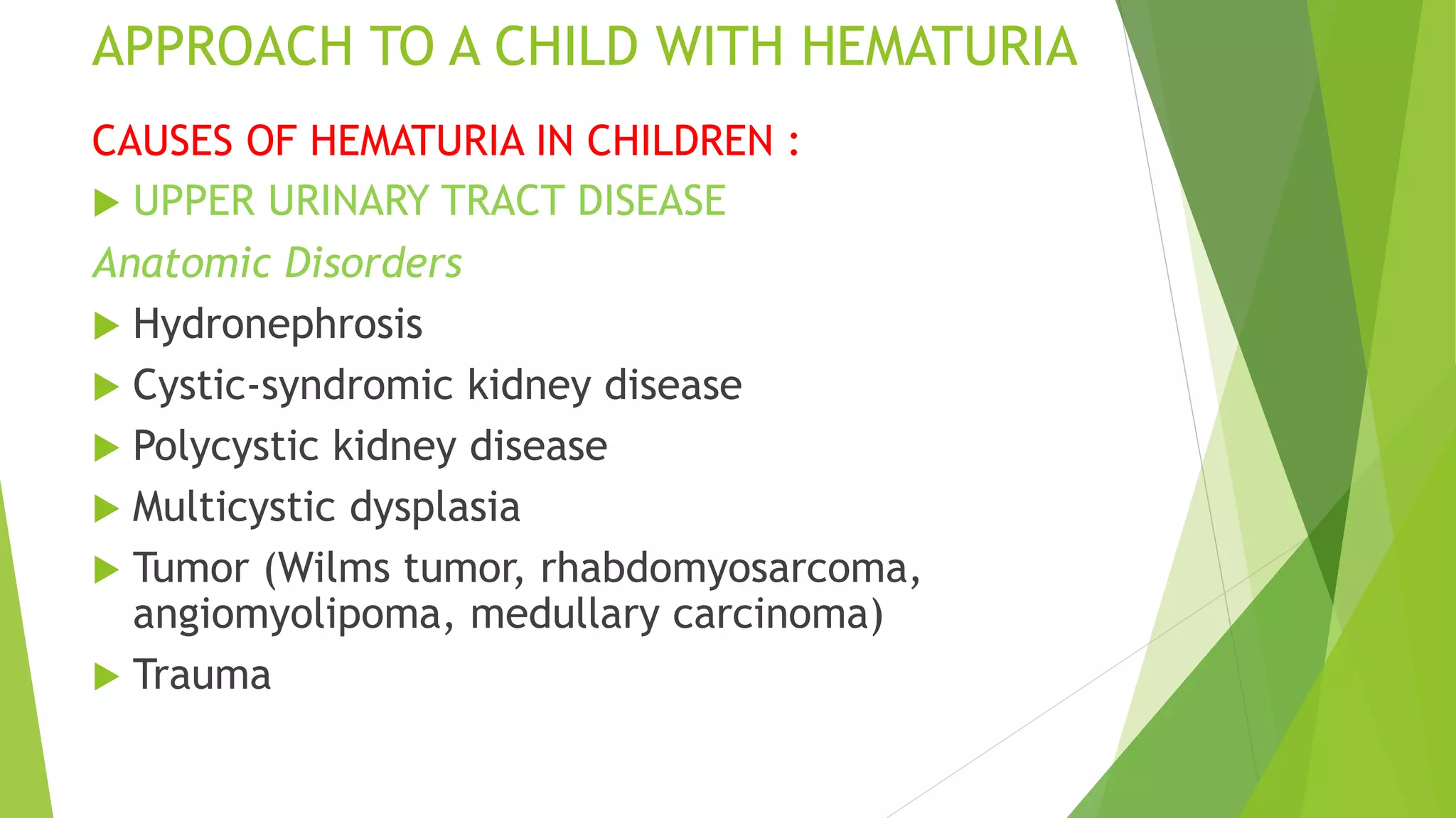 APPROACH TO HEMATURIA IN CHILDREN and APSGN | PDF