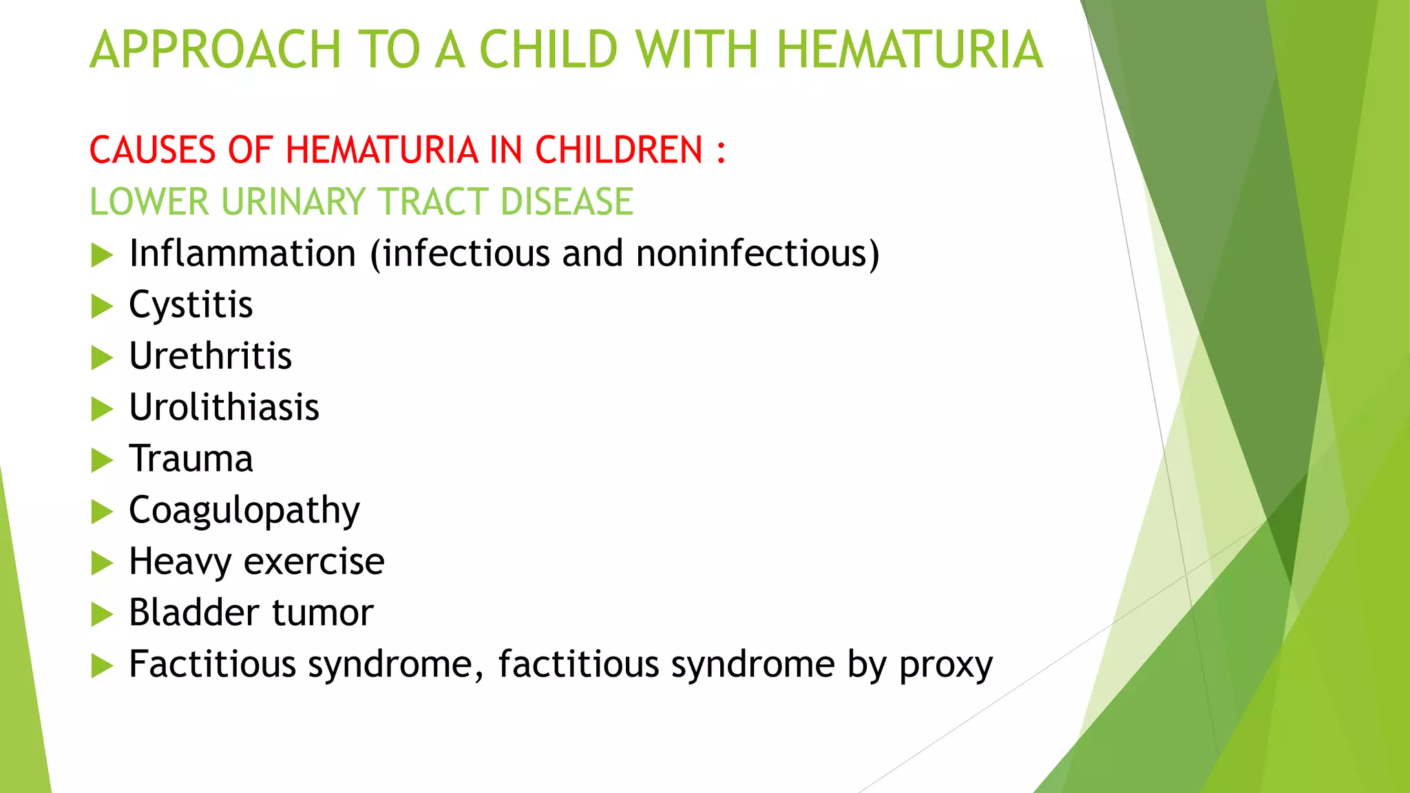 APPROACH TO HEMATURIA IN CHILDREN and APSGN | PDF