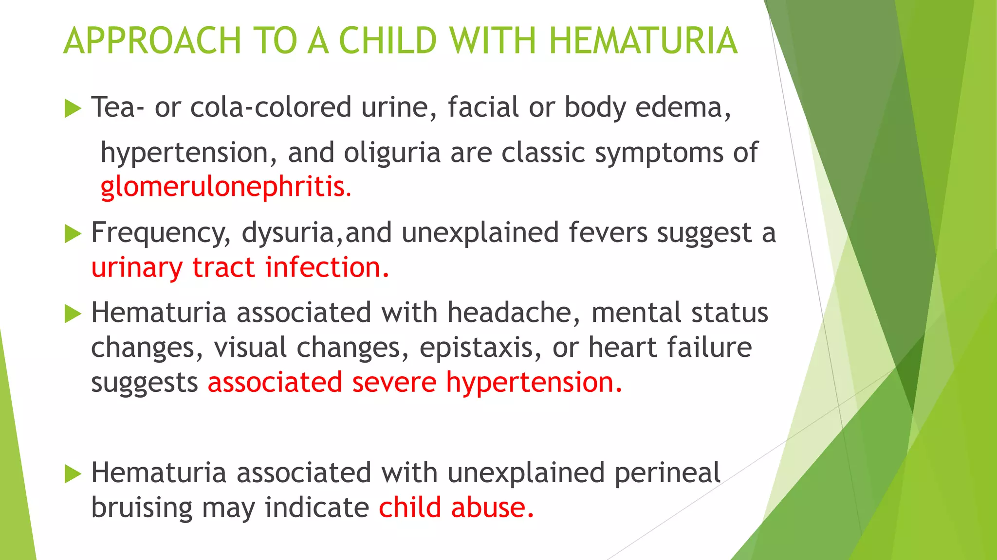 APPROACH TO HEMATURIA IN CHILDREN and APSGN | PDF