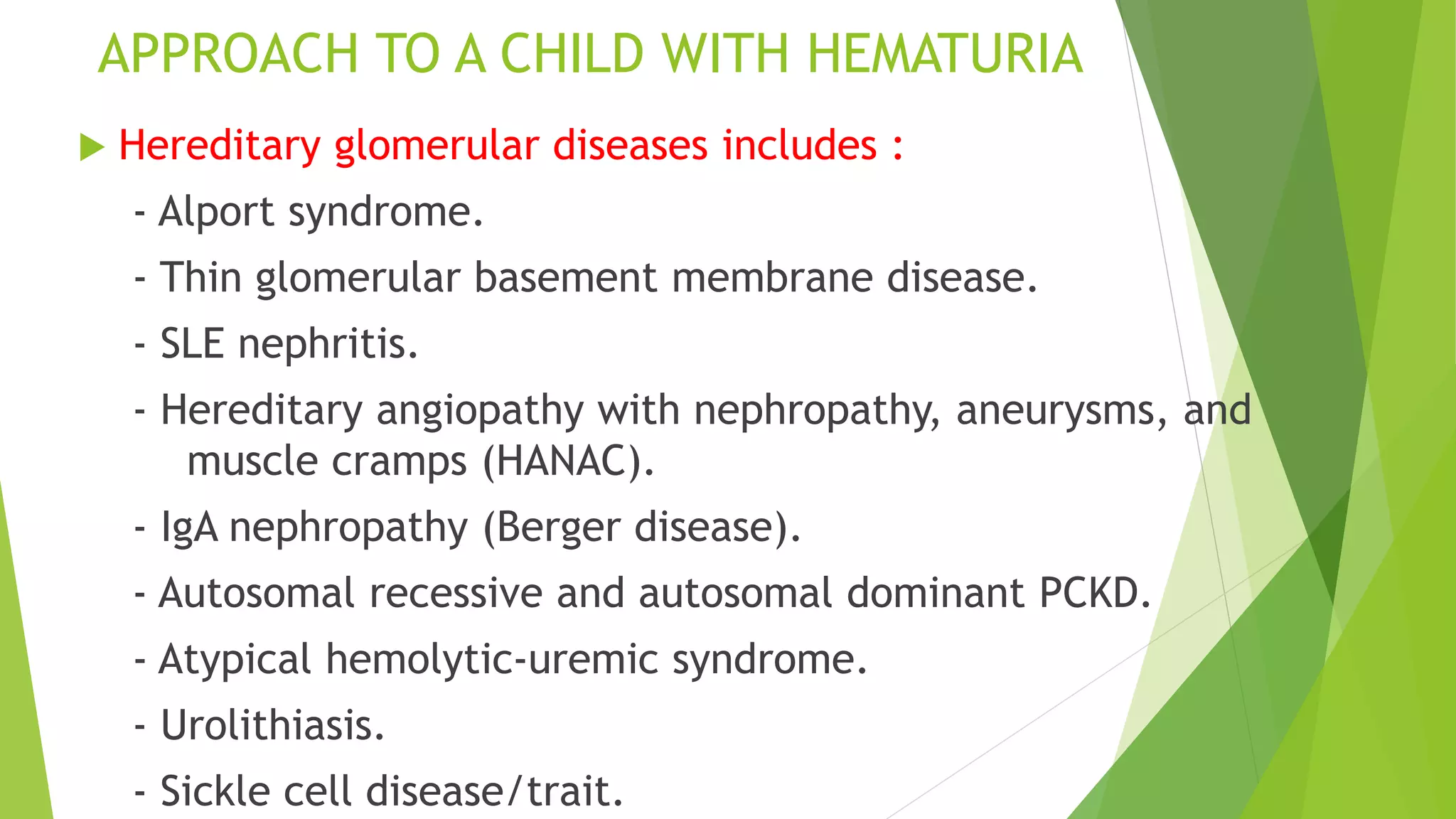 APPROACH TO HEMATURIA IN CHILDREN and APSGN | PDF