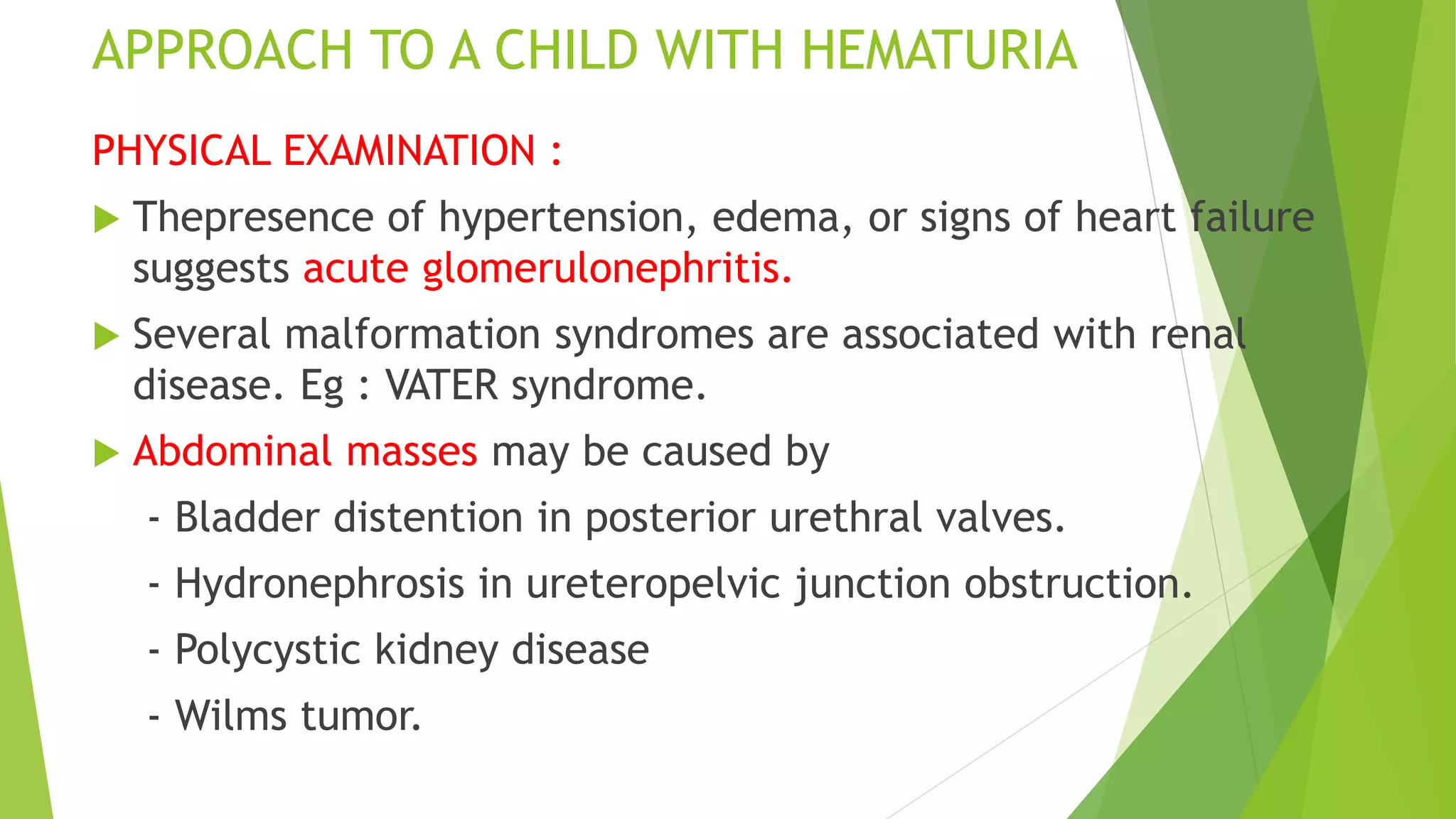 APPROACH TO HEMATURIA IN CHILDREN and APSGN | PDF