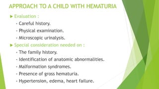 APPROACH TO HEMATURIA IN CHILDREN and APSGN | PDF