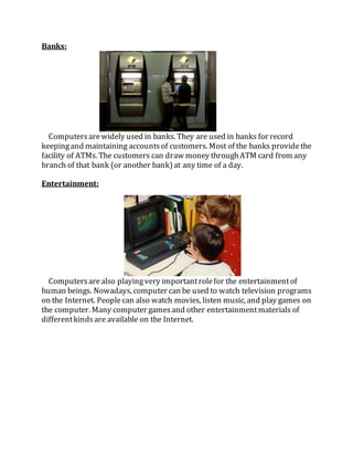 Uses of computer | DOCX | Internet | Computing