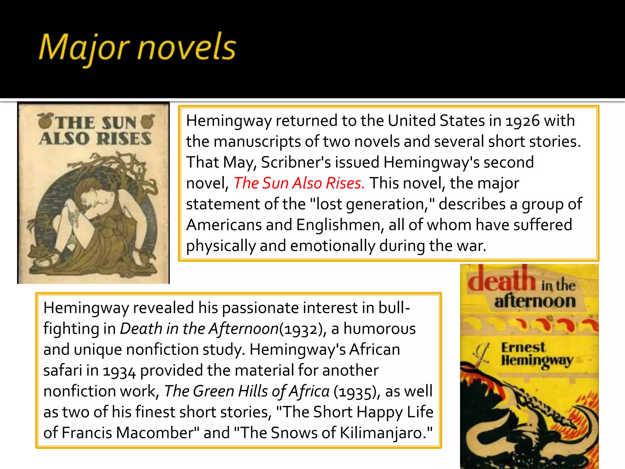 Ernest Hemingway Biography & Facts | PPTX