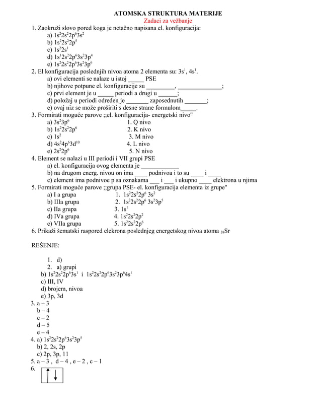 Hemija r1 atomska_struktura_materije_zadaci_za_vezbanje_atomska_struktura_materije | PDF