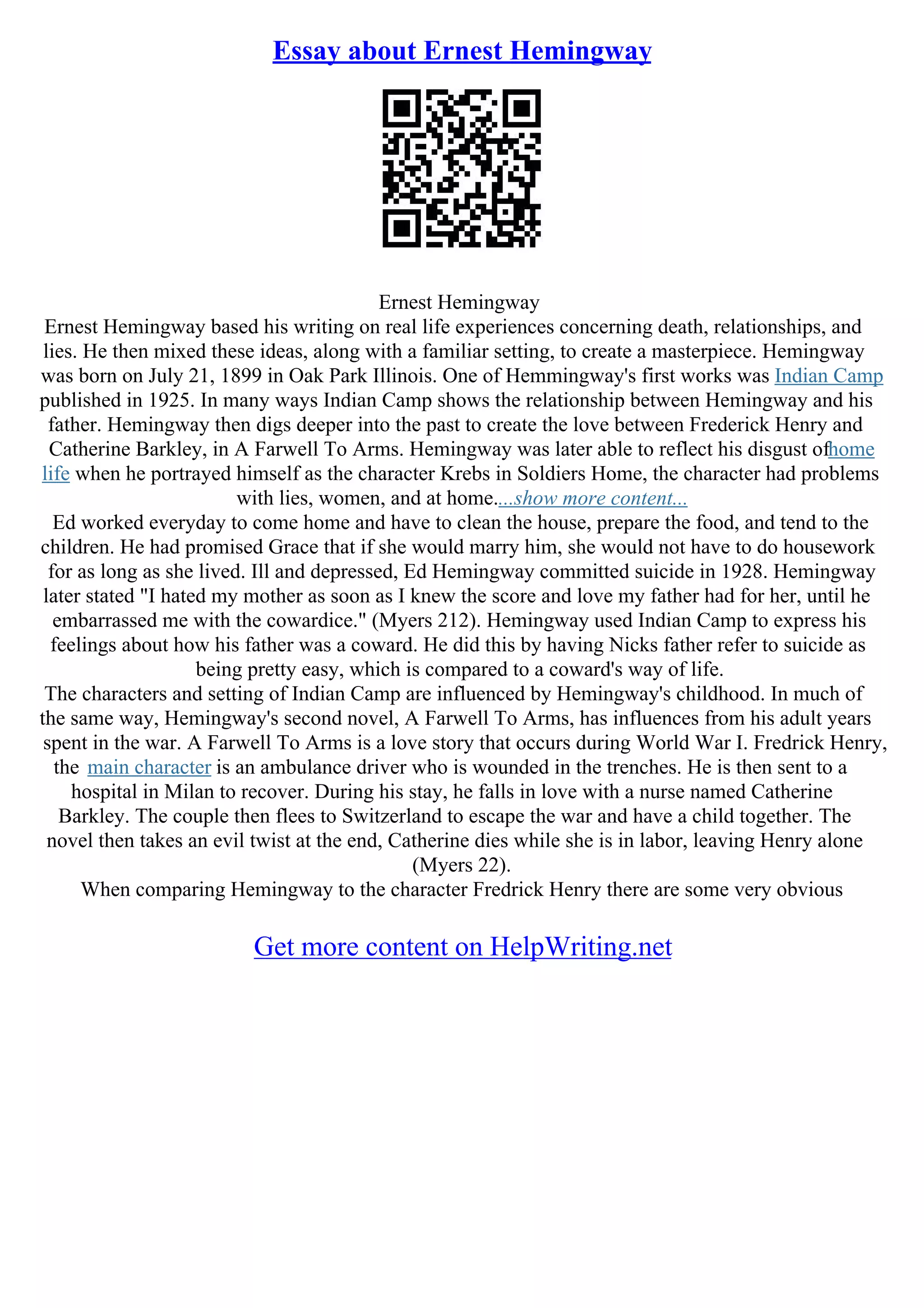 Hemingway Essays | PDF | Screenwriting | Content Production
