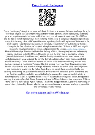 Hemingway Essays | PDF | Screenwriting | Content Production