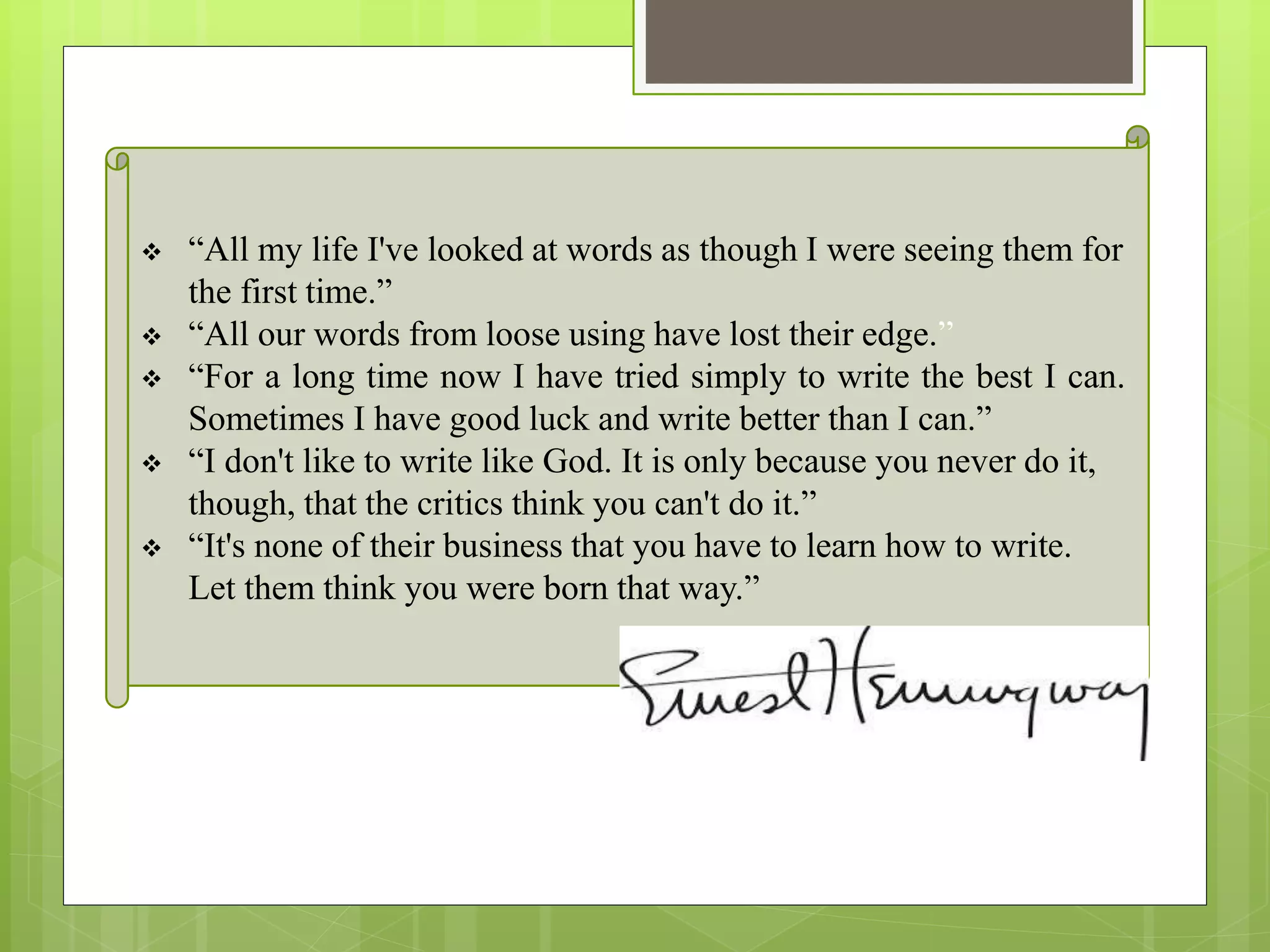 Hemingway style | PPT