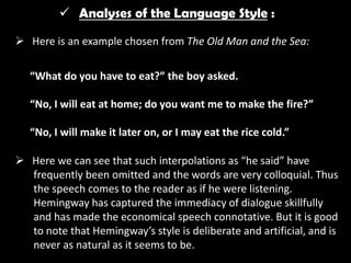 Hemingway's writing style in 'the old man and the sea' | PPTX