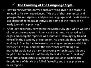 Hemingway's writing style in 'the old man and the sea' | PPTX