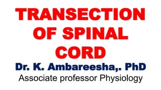 TRANSECTION OF THE SPINAL CORD 1 FINAL BY DR K AMBAREESHA | PPT