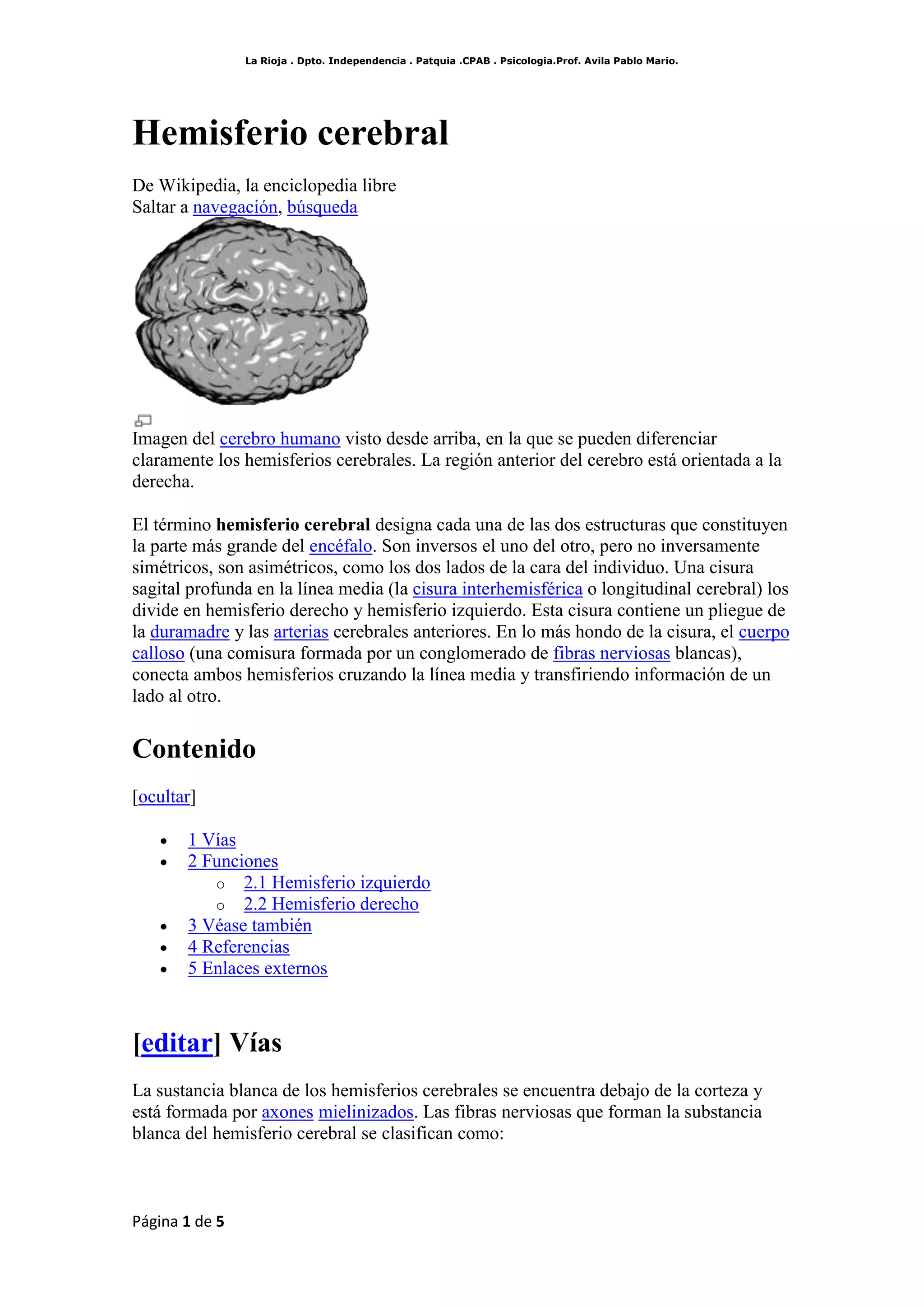 Hemisferio cerebral | DOCX