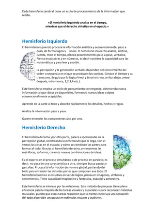 Hemisferios cerebrales | DOCX