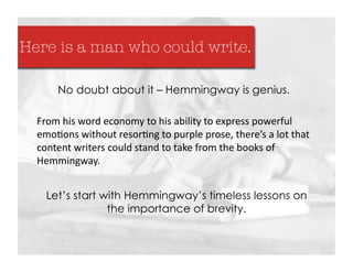 Content Writing Tips from Ernest Hemingway | PDF | Freelance Writing ...