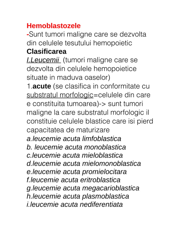 Hemobloastoze leucemii-limfoame | RTF