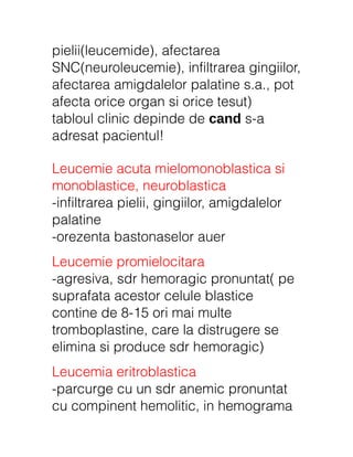 Hemobloastoze leucemii-limfoame | RTF
