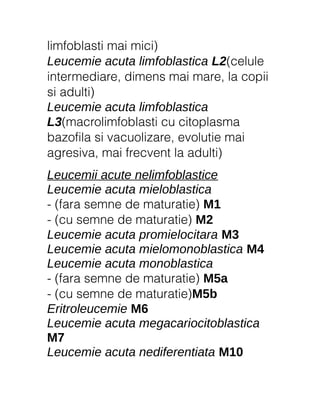 Hemobloastoze leucemii-limfoame | RTF