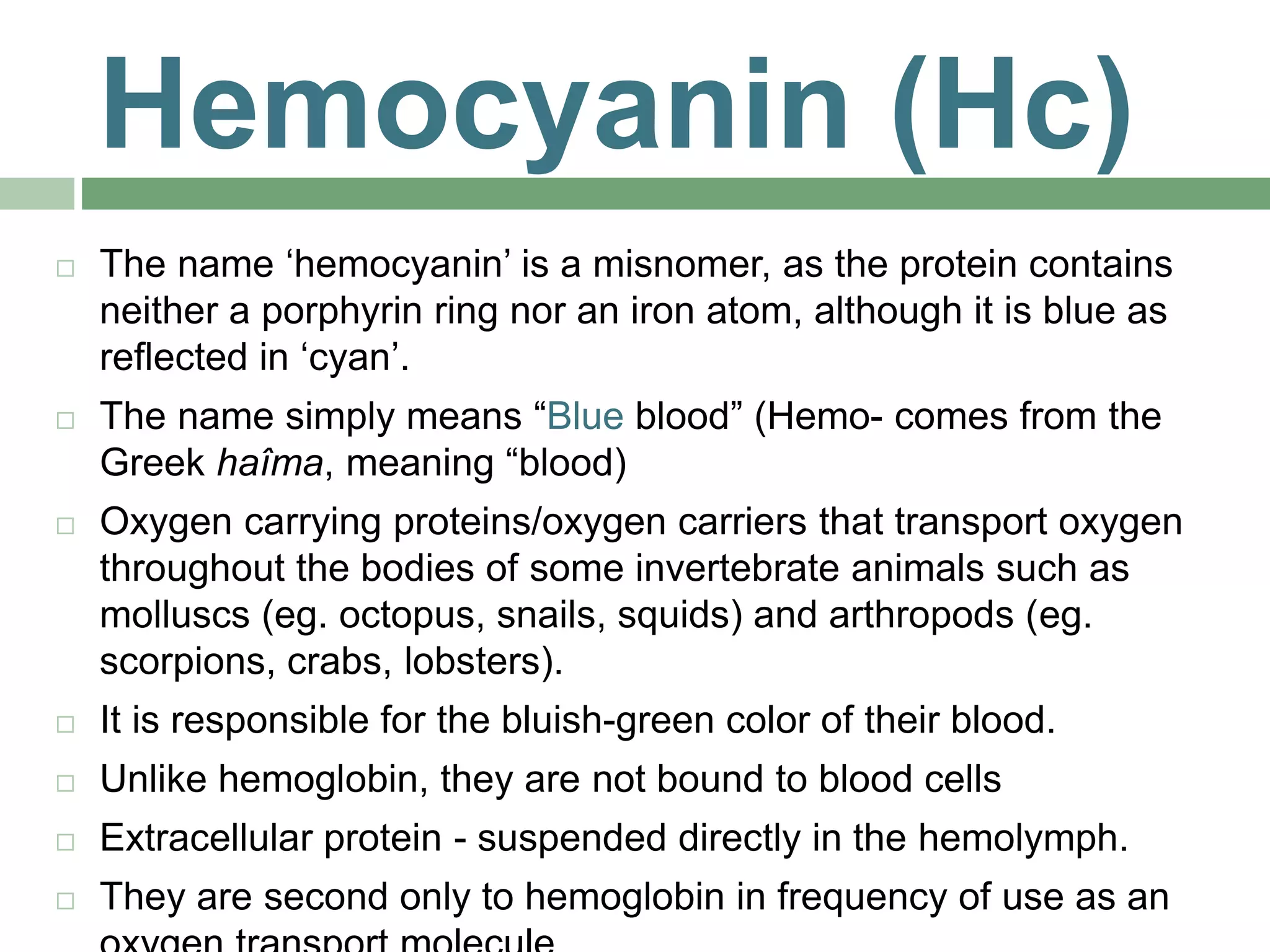 Hemocyanin and Hemerythrin | PPTX