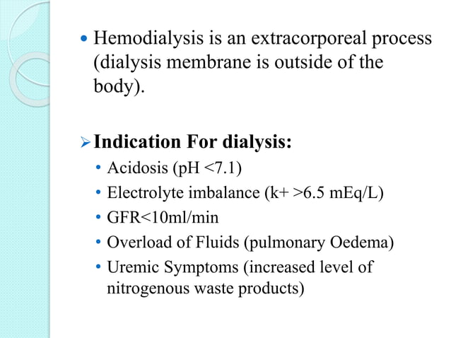 Hemodialysis | PPTX | Blood Disorders | Diseases and Conditions