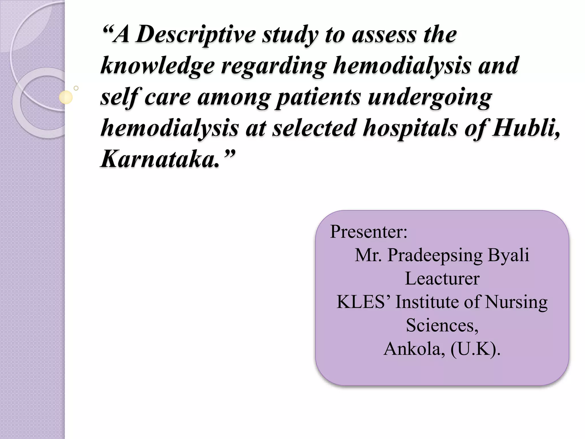 Hemodialysis paper presentation | PPTX