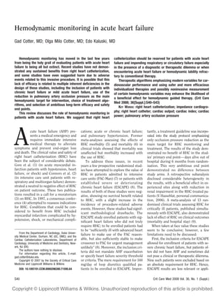 Hemodynamic Monitoring in Acute Heart Failure | PDF