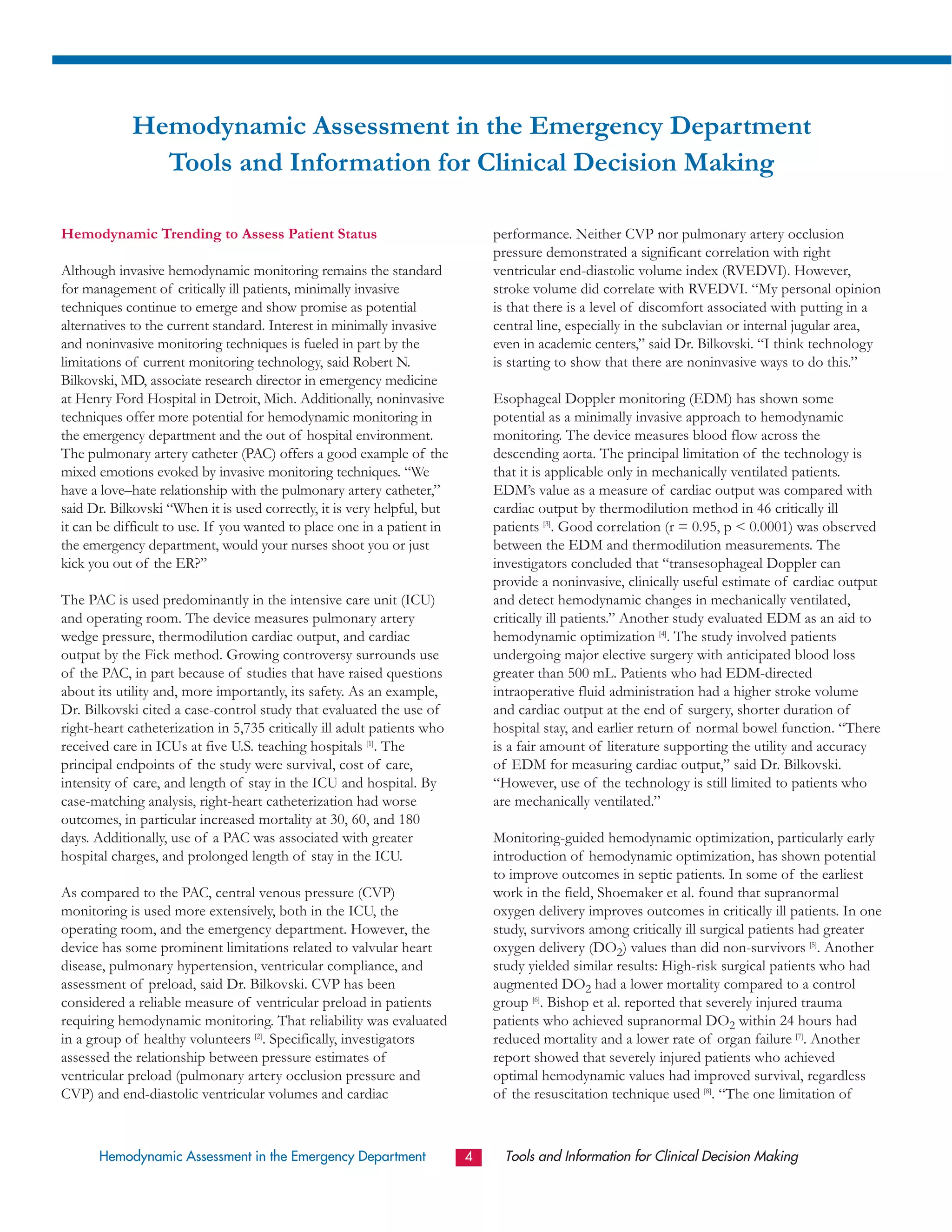 Hemodynamic assessment in Emergency Department | PDF