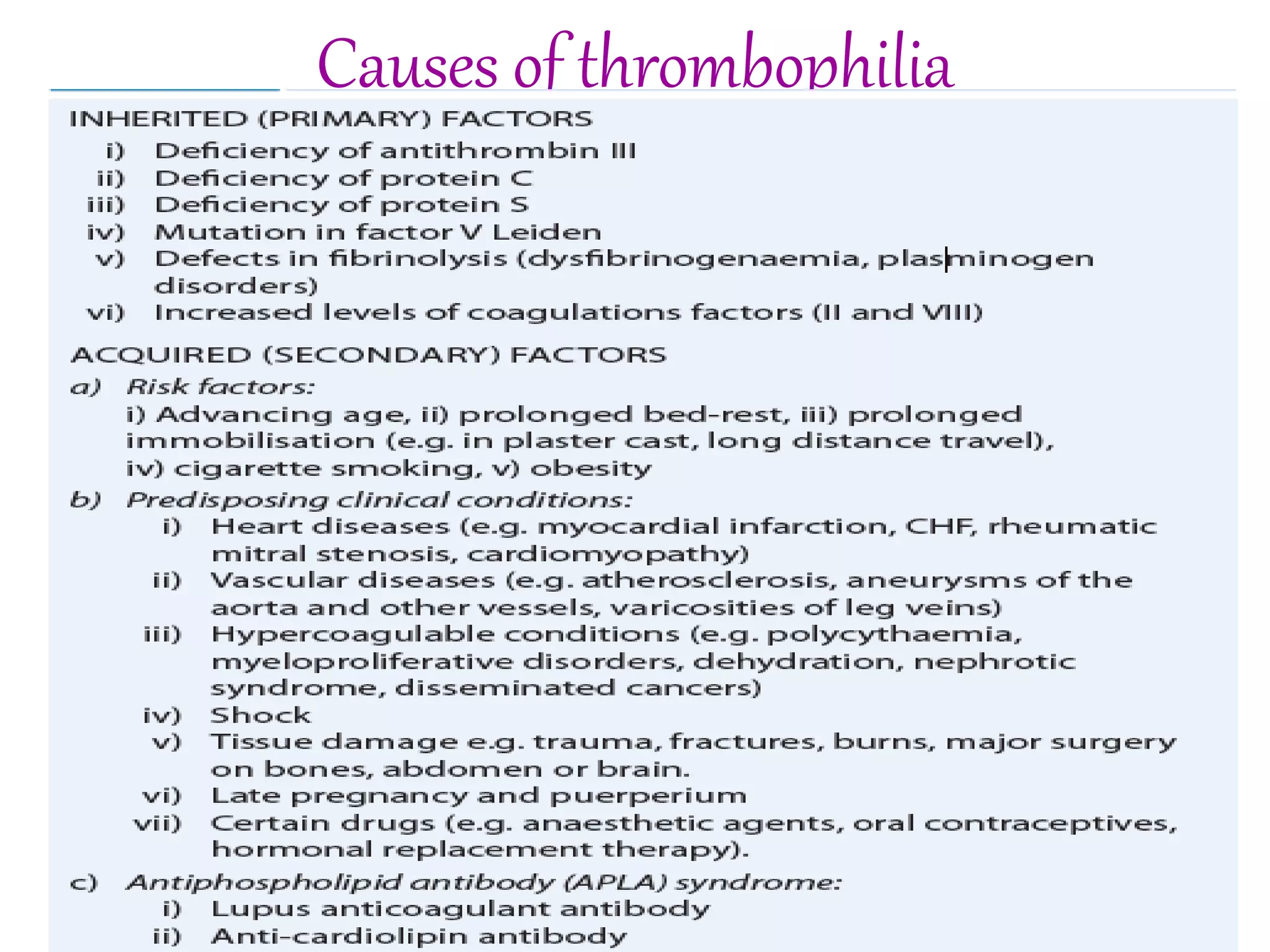 Hemodynamic Disorders, Thromboembolic Disease & Shock-HYPERCOAGULABLE ...