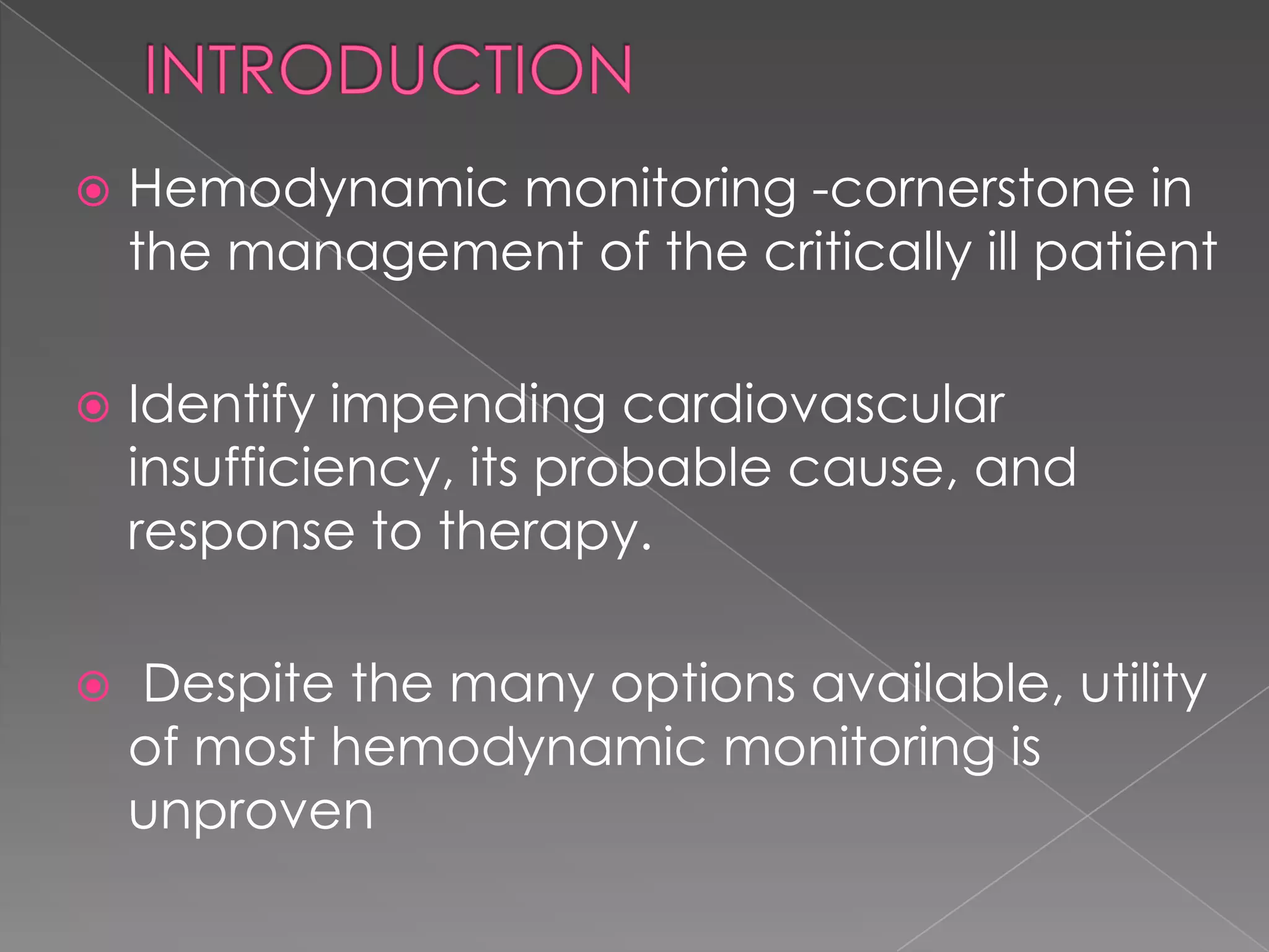 Hemodynamic monitoring- Dr Sandeep Gampa | PPTX