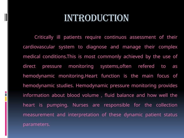 HEMODYNAMIC MONITORING for cardiovascular cases | PPTX