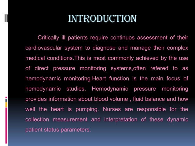 Hemodynamic monitoring ppt | PPTX | First Aid | Injuries
