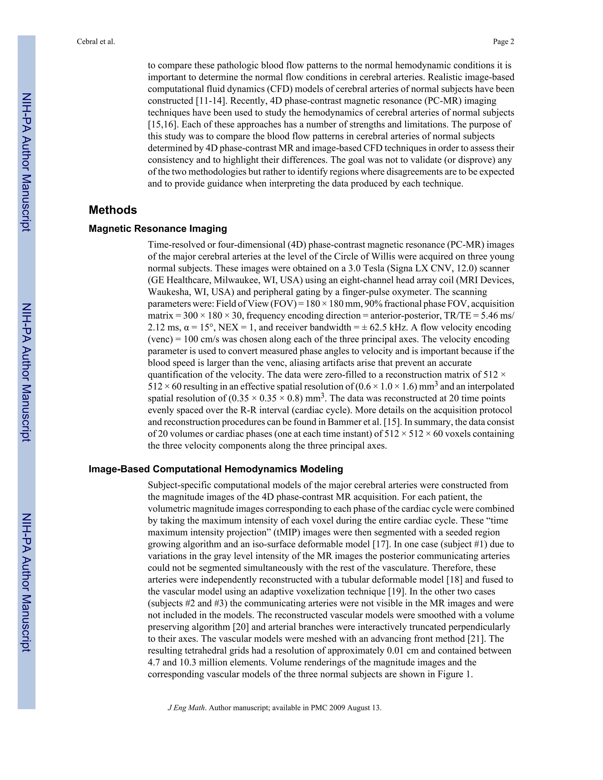 Hemodynamics Of Normal Cerebral Arteries | PDF