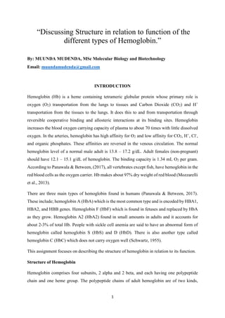 HEMOGLOBIN - STRUCTURE IN RELATION TO FUNCTION | PDF