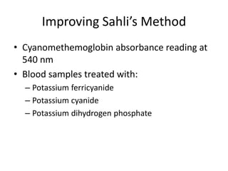 Hemoglobin and hematocrit determination | PPTX
