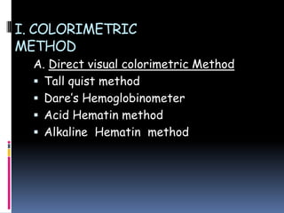 Hemoglobin determination | PPTX
