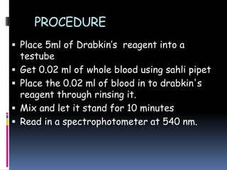Hemoglobin determination | PPTX