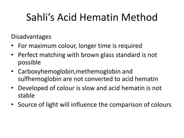 Hemoglobin estimation | PPTX | Blood Disorders | Diseases and Conditions