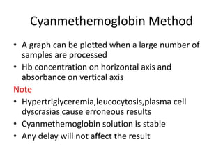 Hemoglobin estimation | PPTX | Blood Disorders | Diseases and Conditions