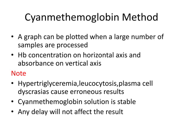 Hemoglobin estimation | PPTX | Blood Disorders | Diseases and Conditions