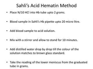 Microteaching Practicals - Hemoglobin estimation | PPTX | Blood ...