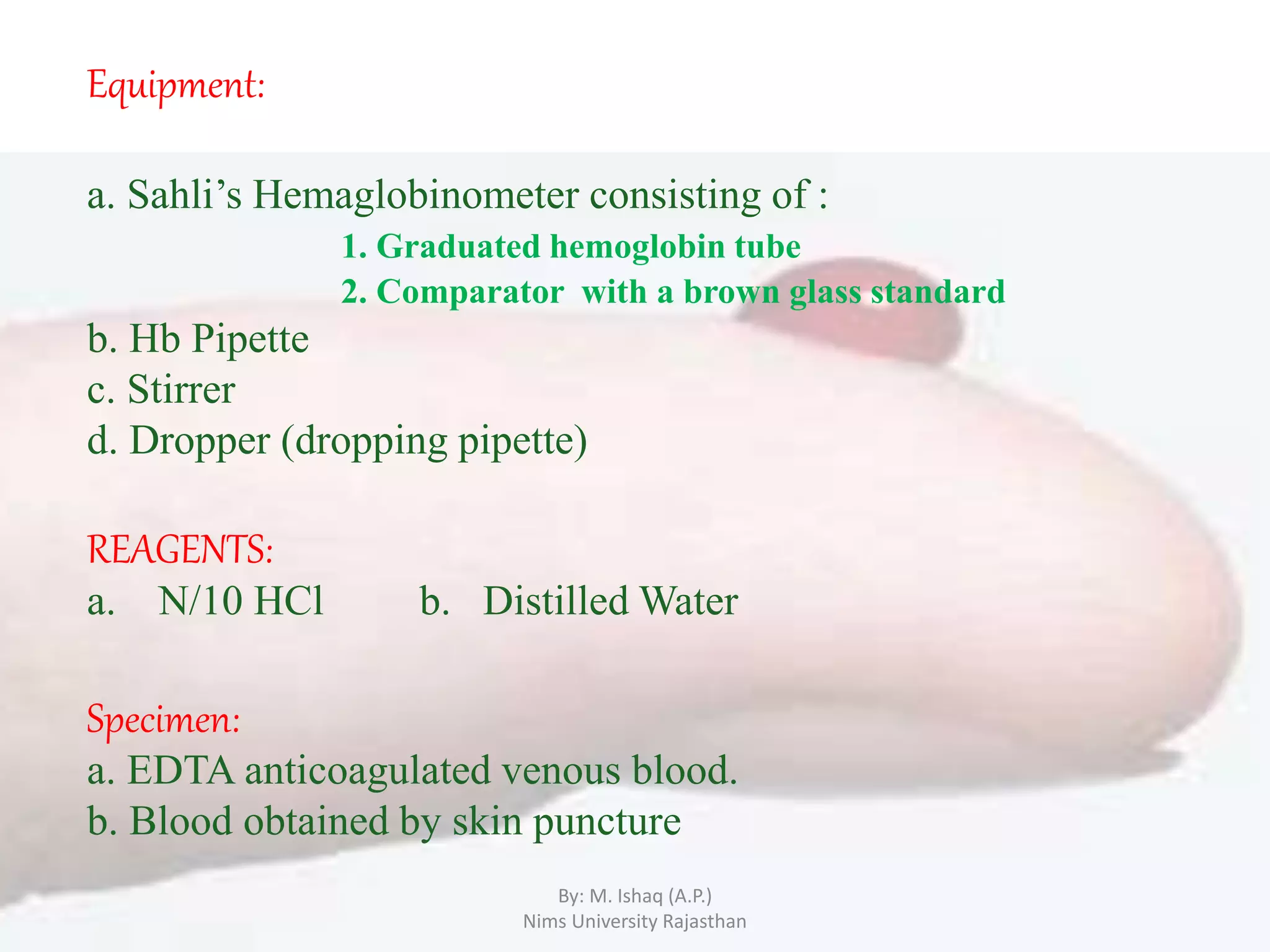 Hemoglobin estimation | PPTX