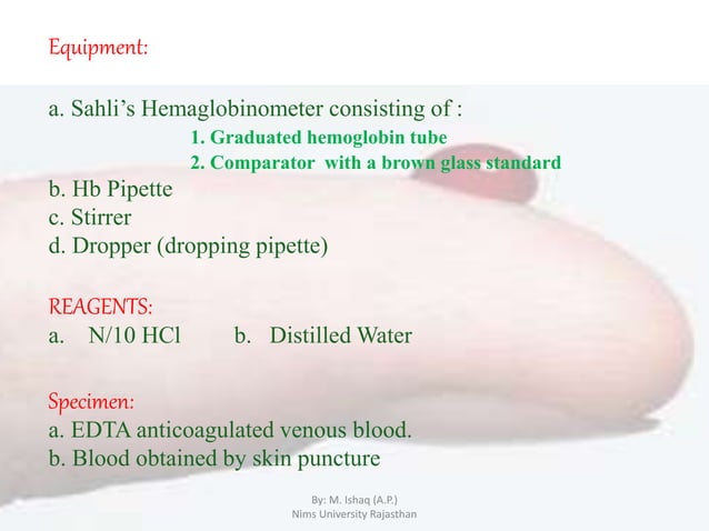 Hemoglobin estimation | PPTX
