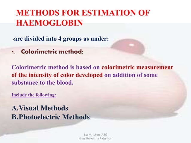 Hemoglobin estimation | PPTX