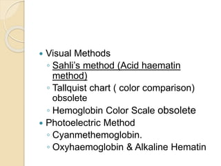 Hemoglobin estimation dr sandeep | PPTX