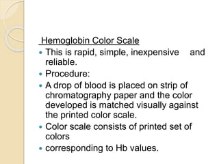 Hemoglobin estimation dr sandeep | PPTX | Blood Disorders | Diseases ...