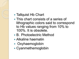 Hemoglobin estimation dr sandeep | PPTX